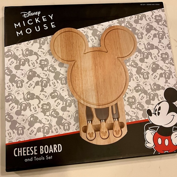 Disney | Kitchen | Disney Mickey Mouse Wooden Cheese Board Set | Poshmark